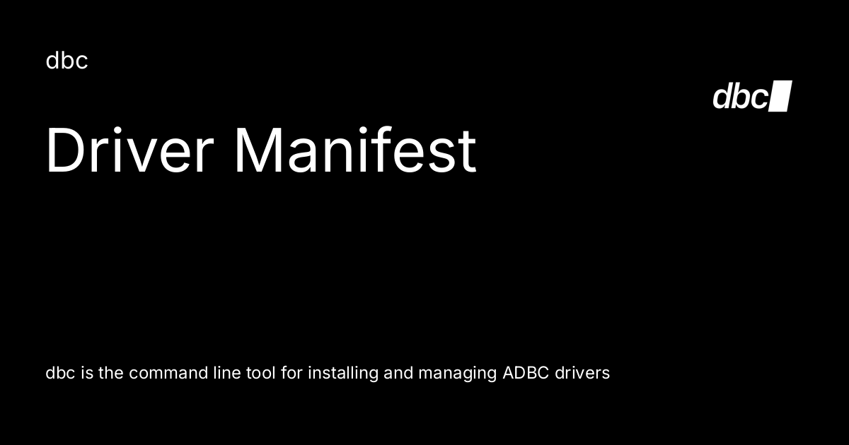 Driver Manifest - dbc