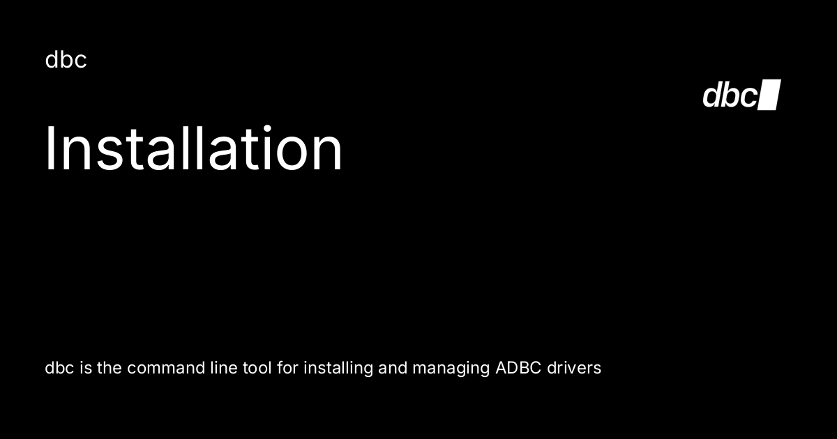 Installation - dbc