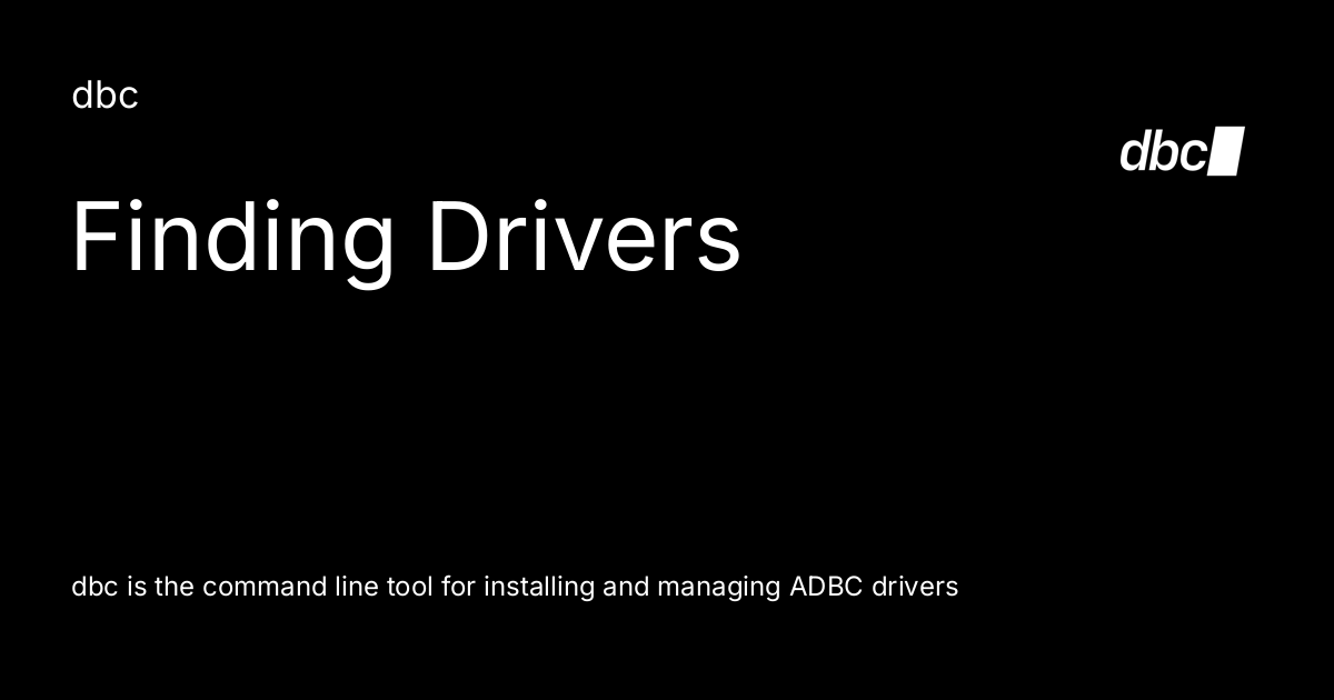 Finding Drivers - dbc