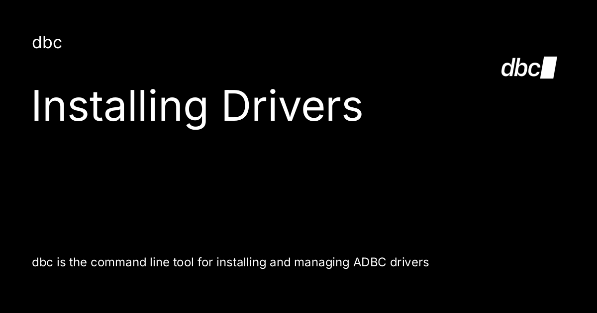 Installing Drivers - dbc